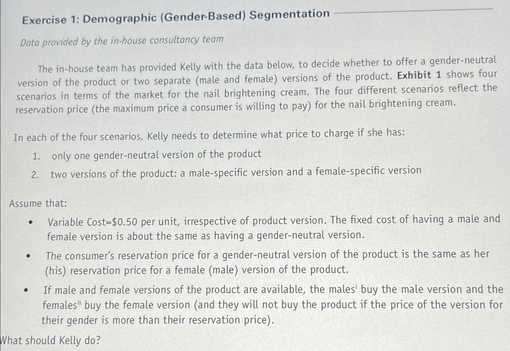 Solved Exercise 1: Demographic (Gender-Based) | Chegg.com