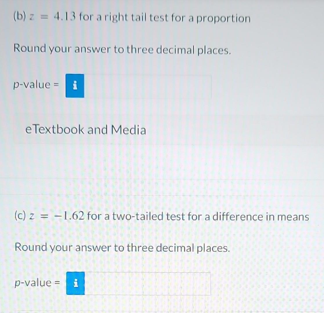 Solved B Z413 For A Right Tail Test For A Proportion 6751