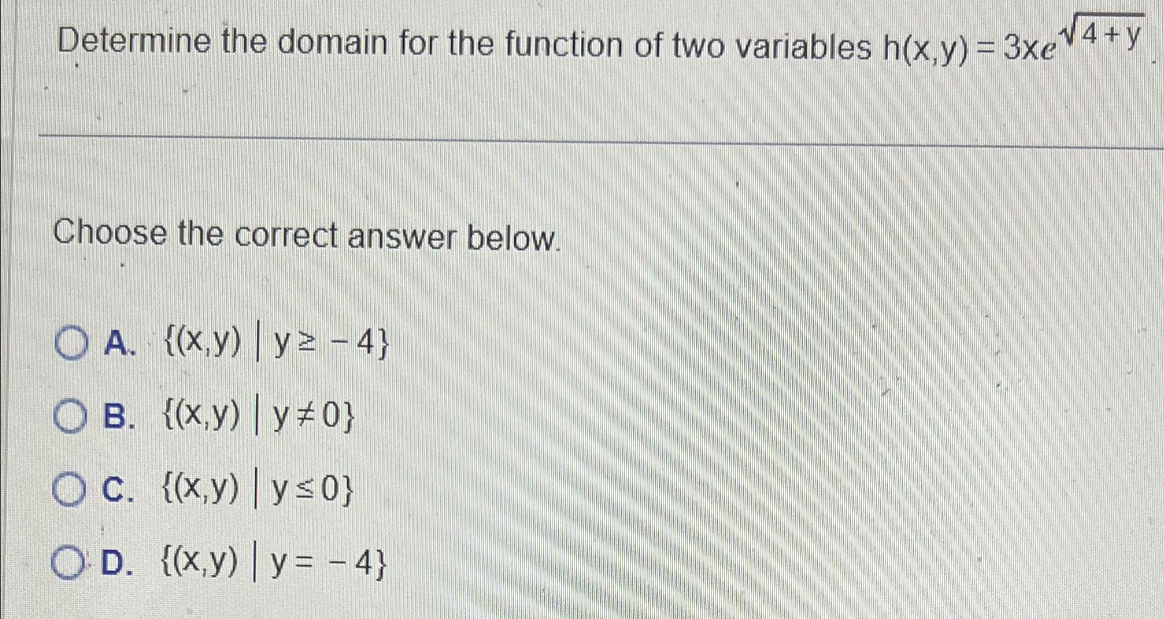 Solved Determine The Domain For The Function Of Two