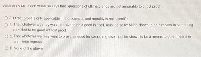 Solved What does Mill mean when he says that "questions of | Chegg.com