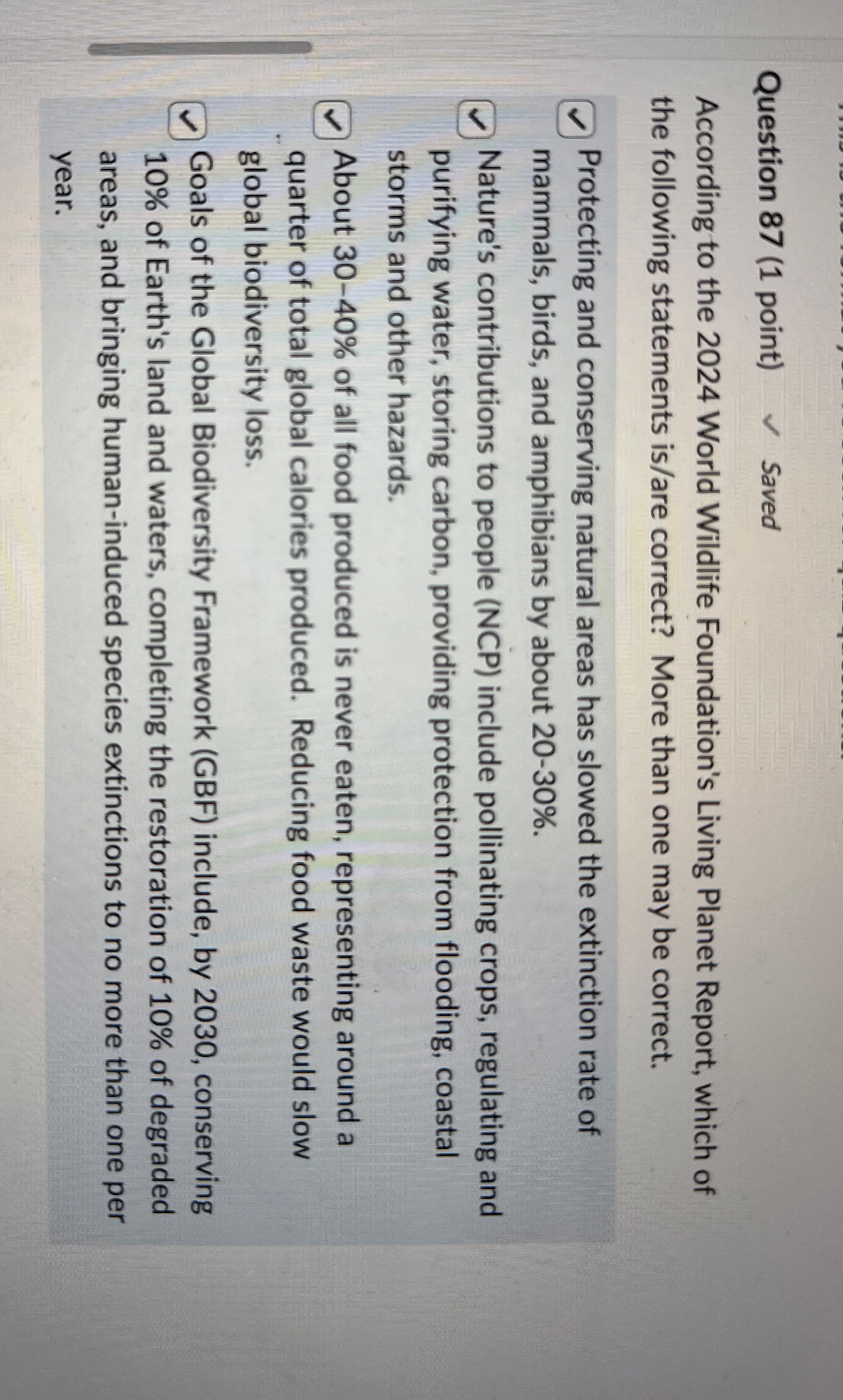 Solved Question 87 (1 ﻿point) ﻿SavedAccording to the 2024 | Chegg.com