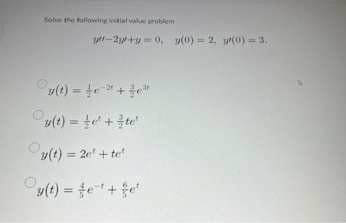 Solved Solve the following initial value problem | Chegg.com