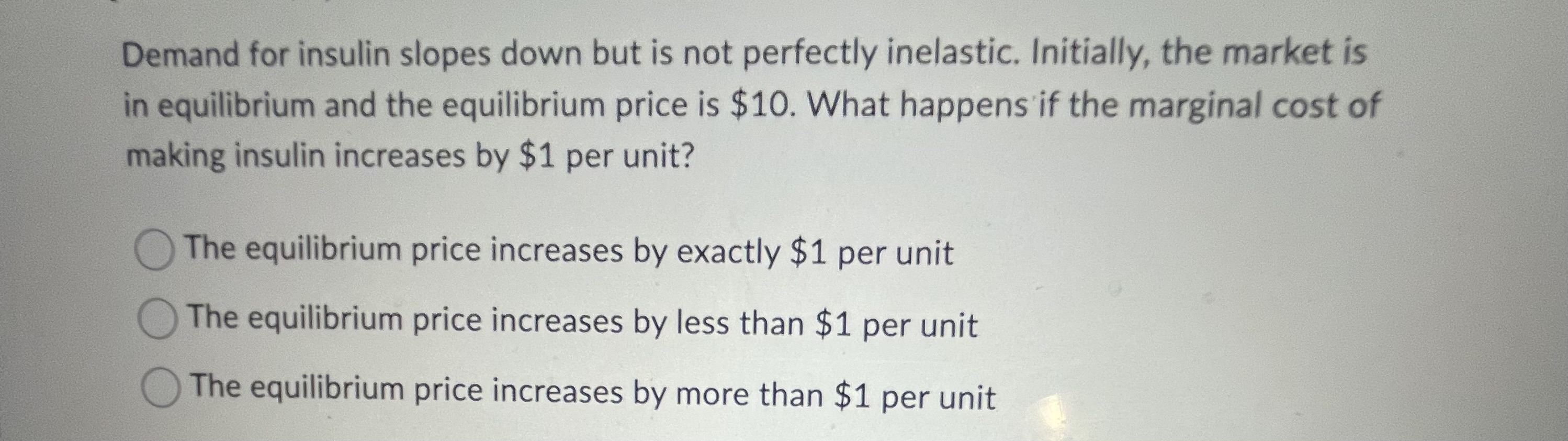Solved Demand for insulin slopes down but is not perfectly | Chegg.com