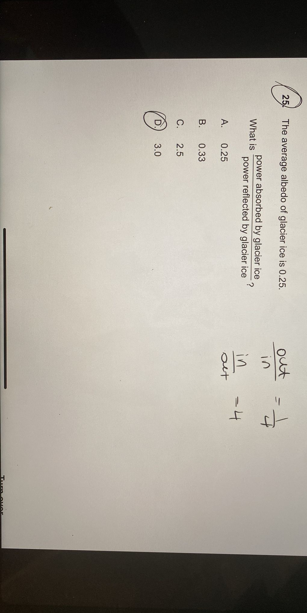 Solved The average albedo of glacier ice is 0.25 .What is | Chegg.com