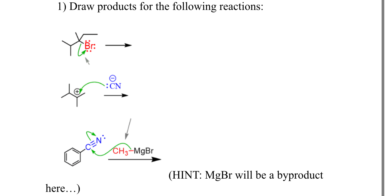 Draw products for the following reactions:(HINT: MgBr | Chegg.com