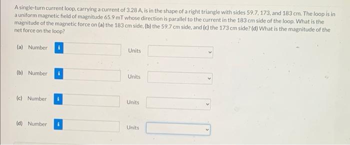 Solved A single-turn current loop, carrying a current of | Chegg.com