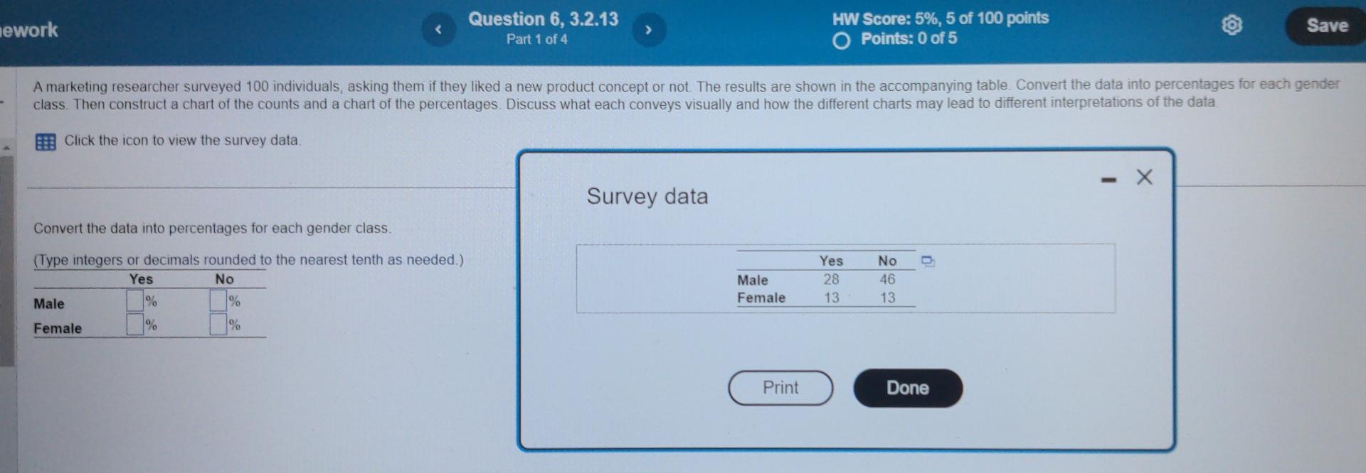 Solved Click the icon to view the survey data Convert the | Chegg.com