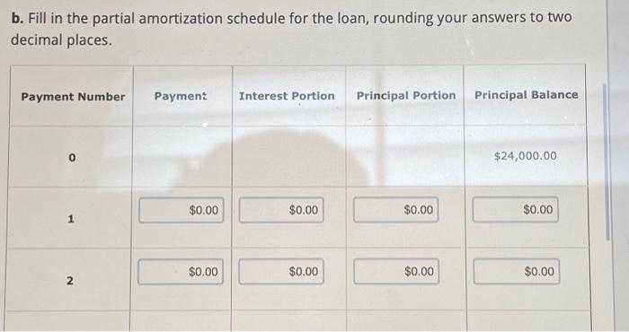 Solved \r\nb. Fill in the partial amortization schedule for | Chegg.com
