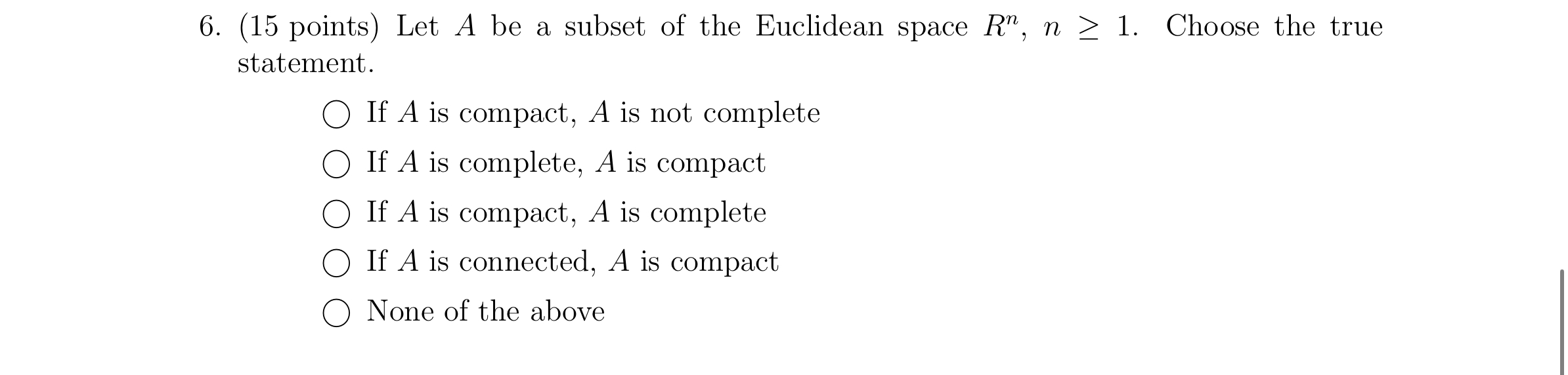 Solved (15 ﻿points) ﻿Let A ﻿be a subset of the Euclidean | Chegg.com