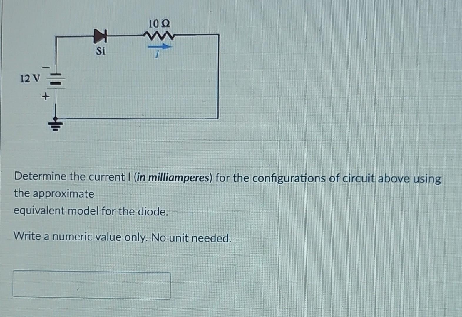 Determine the current I (in milliamperes) for the | Chegg.com