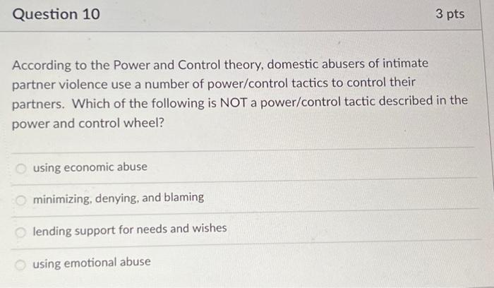 According to the Power and Control theory, domestic | Chegg.com