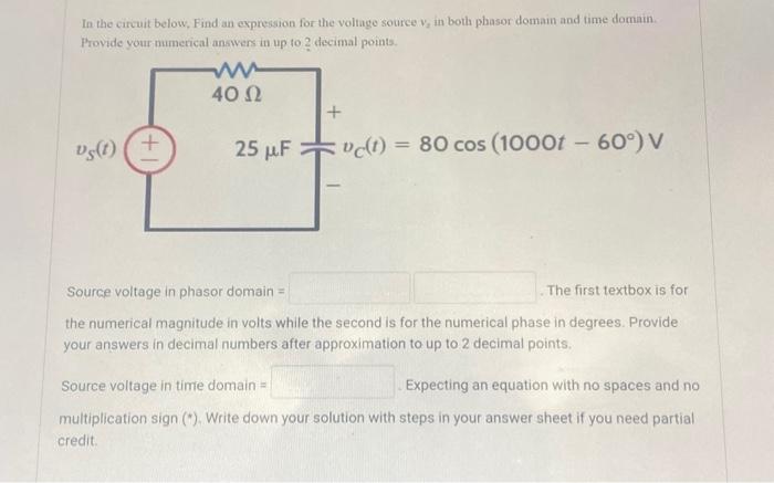 Solved In the circuit below, Find an expression for the | Chegg.com