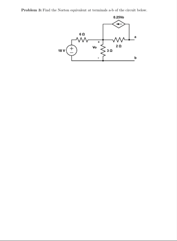 Solved Problem 3: Find the Norton equivalent at terminals | Chegg.com