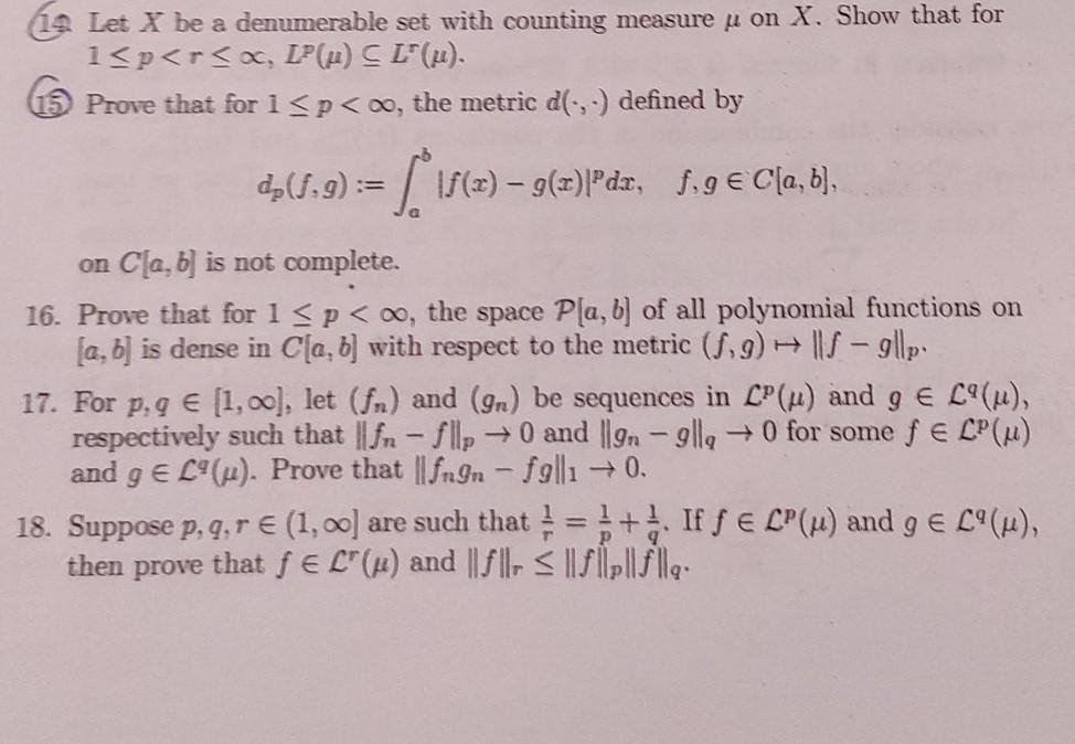 19 Let X be a denumerable set with counting measure u | Chegg.com
