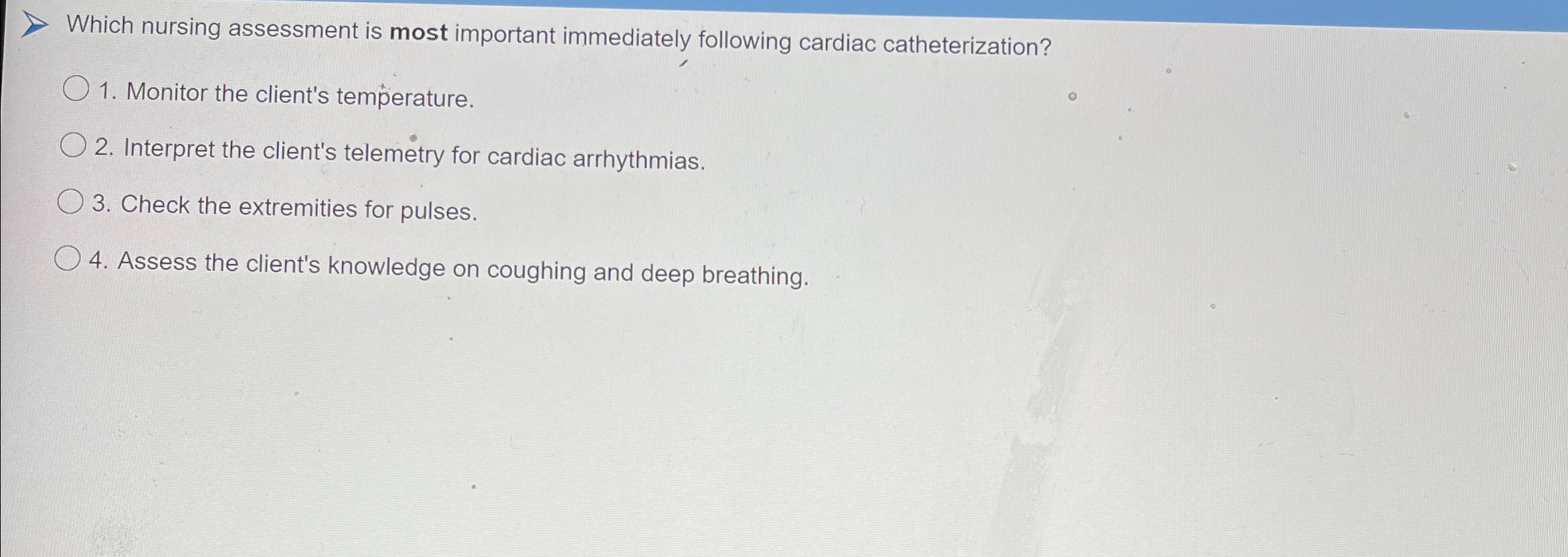 Solved Which nursing assessment is most important | Chegg.com