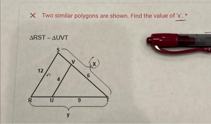 Solved Two similar polygons are shown. Find the value of ' x | Chegg.com