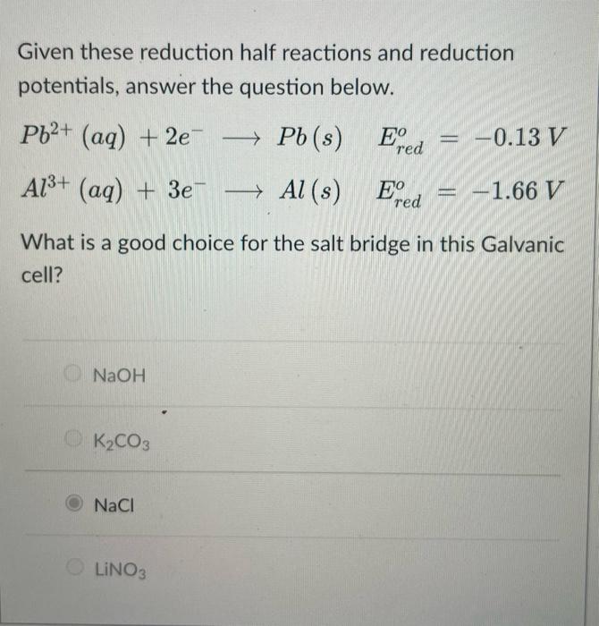 Solved Given these reduction half reactions and reduction | Chegg.com