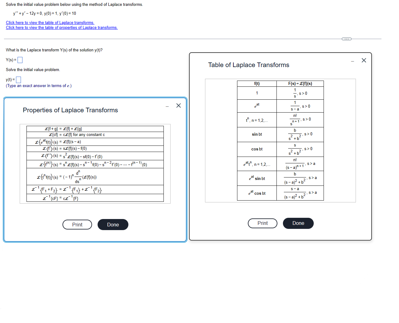 Solved Click here to view the table of Laplace | Chegg.com