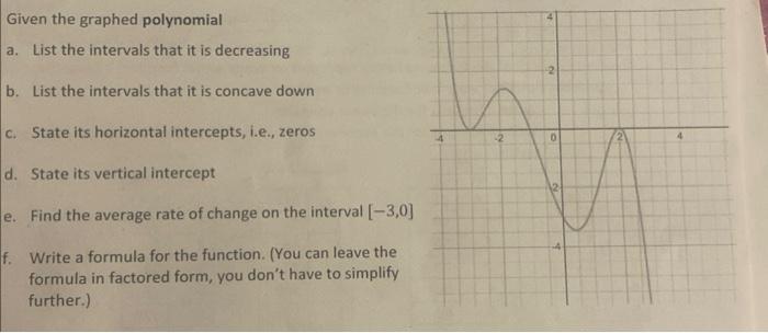 Solved Given the graphed polynomial a. List the intervals | Chegg.com