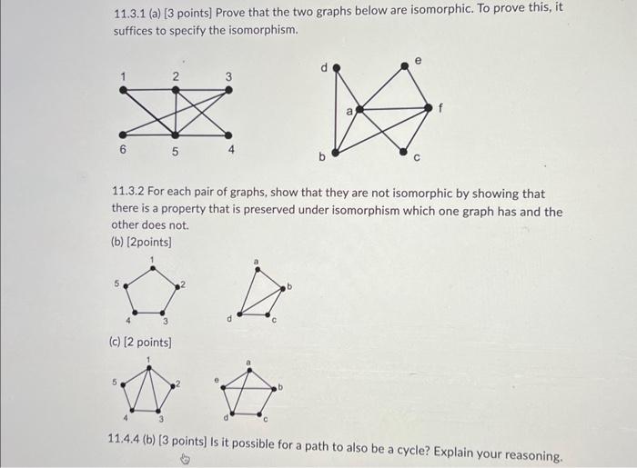 Solved 11.3.1 (a) [3 points] Prove that the two graphs below | Chegg.com