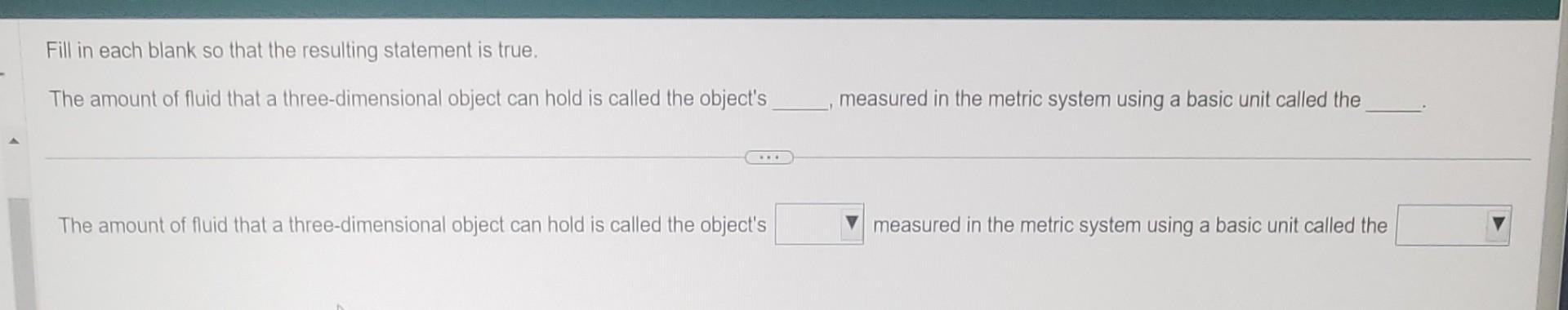 Solved Fill in the blank so that the resulting statement is | Chegg.com