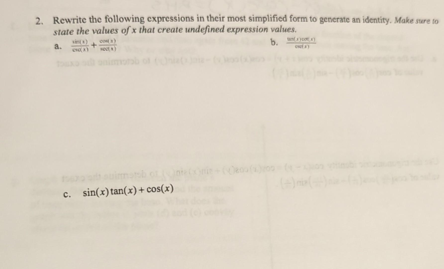 Solved 2. Rewrite the following expressions in their most | Chegg.com