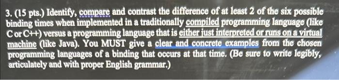 Solved 3. (15 pts.) Identify, compare and contrast the | Chegg.com