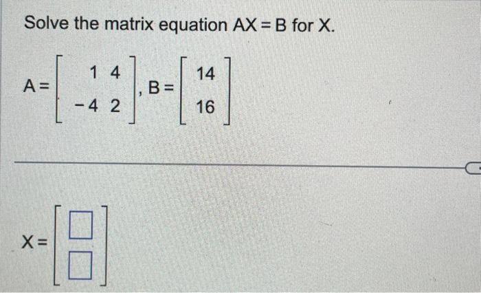 Solved Solve the matrix equation \\( | Chegg.com