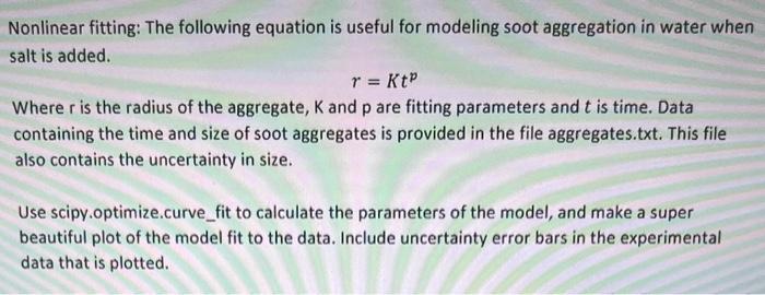Solved Nonlinear fitting: The following equation is useful | Chegg.com