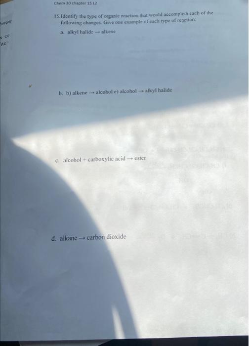 Solved 14. Write complete chemical equations for each of the | Chegg.com