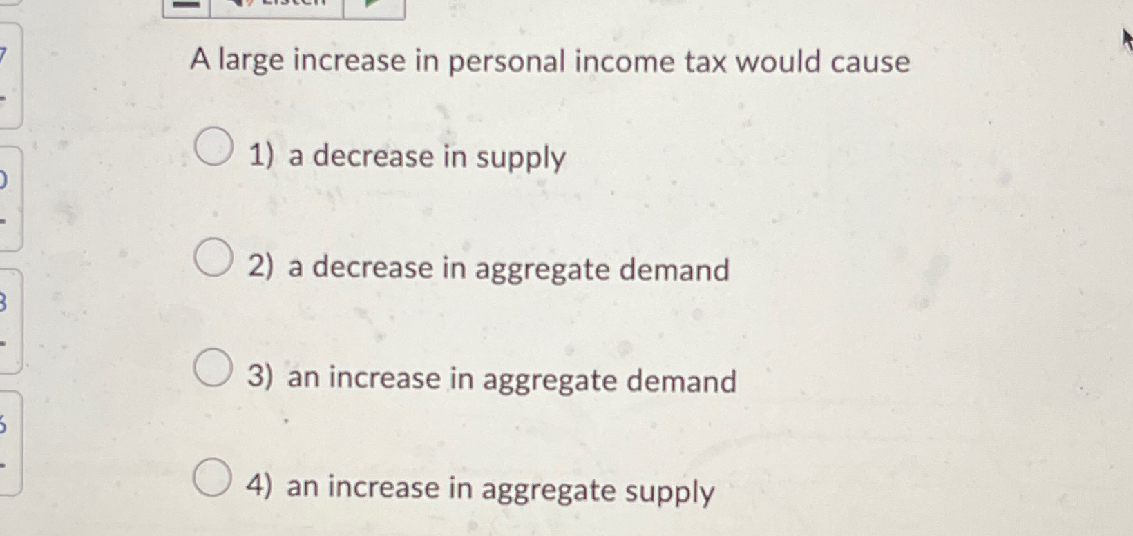 Solved A large increase in personal income tax would causea | Chegg.com