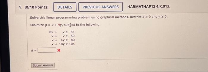 Solved Solve this linear programming problem using graphical | Chegg.com