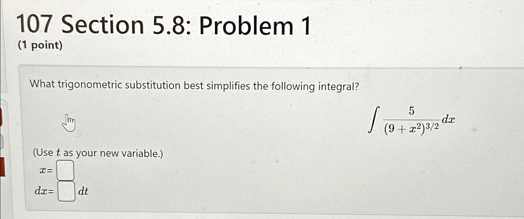 Solved 107 ﻿Section 5.8: Problem 1(1 ﻿point)What | Chegg.com