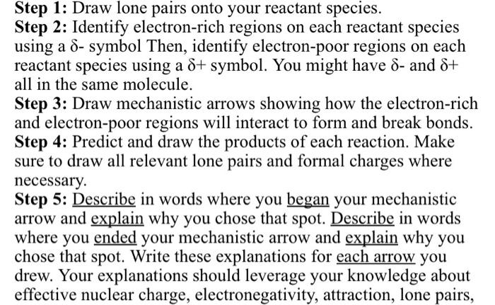 Solved Step 1 Draw Lone Pairs Onto Your Reactant Species 
