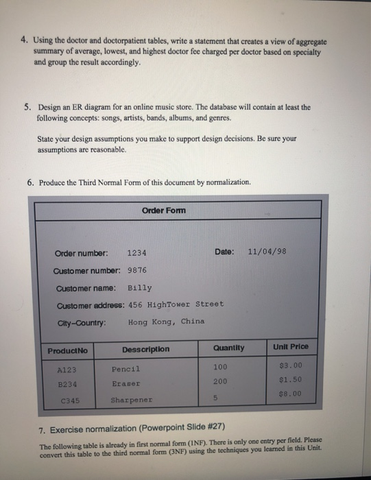 In Sql Answer with the sql statements that you think | Chegg.com