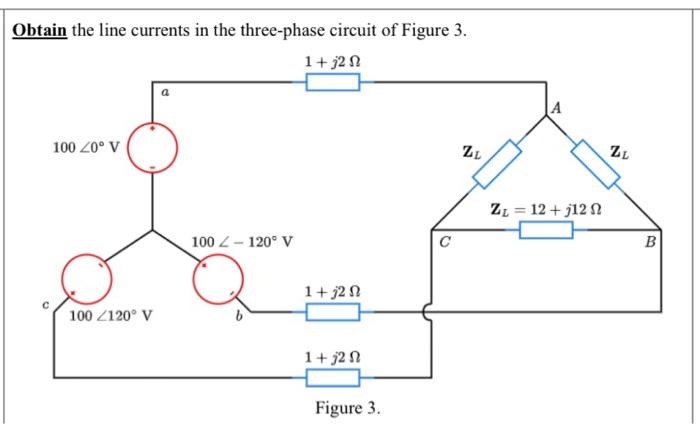Solved Obtain the line currents in the three-phase circuit | Chegg.com