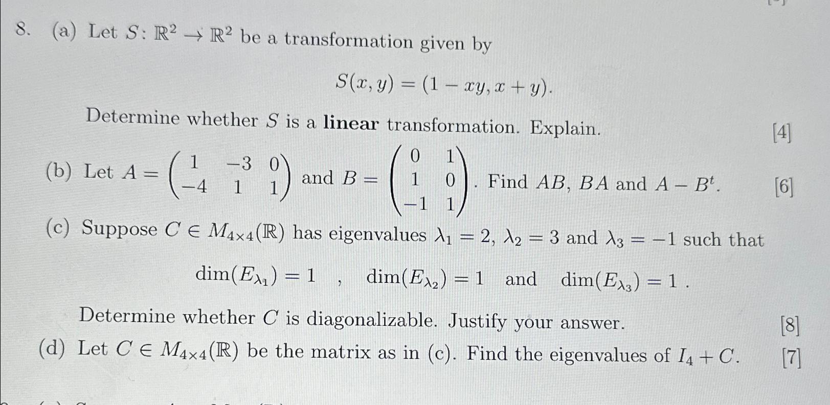 Solved (a) ﻿Let S:R2→R2 ﻿be a transformation given | Chegg.com