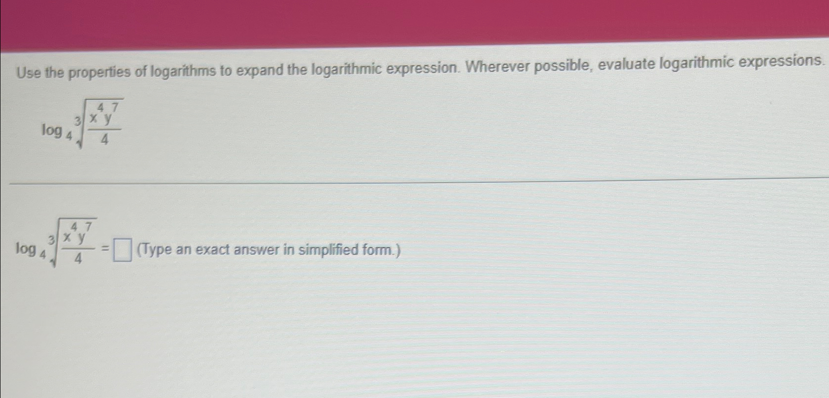 Solved Use the properties of logarithms to expand the | Chegg.com