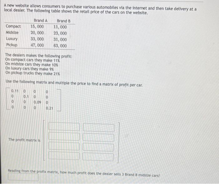 Solved A new website allows consumers to purchase various | Chegg.com