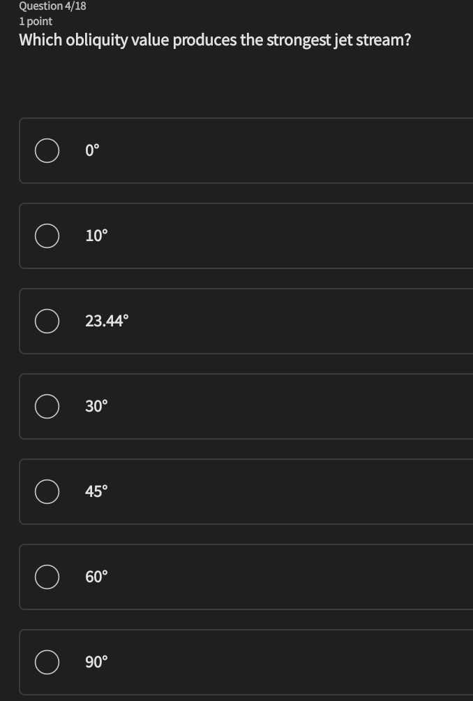Solved Question 4/181 ﻿pointWhich obliquity value produces | Chegg.com