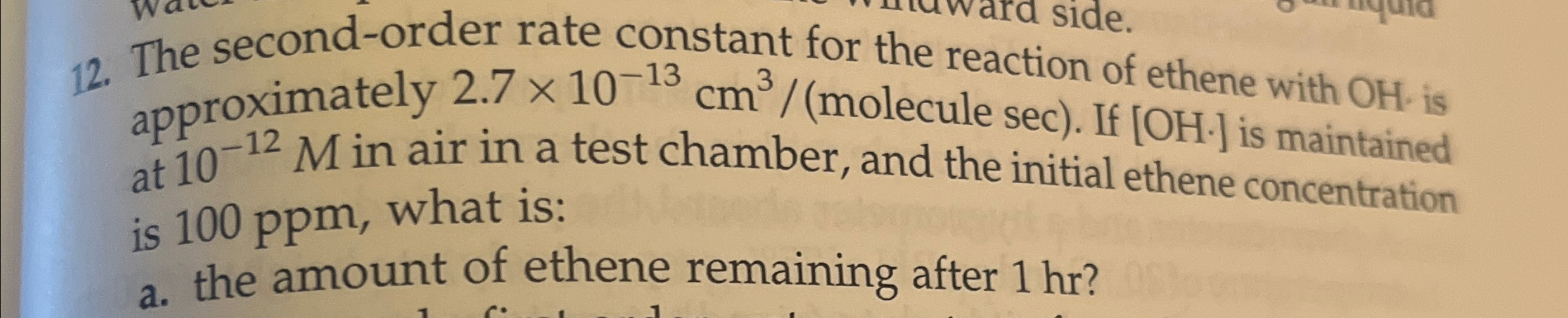 Solved The second-order rate constant for the reaction of | Chegg.com