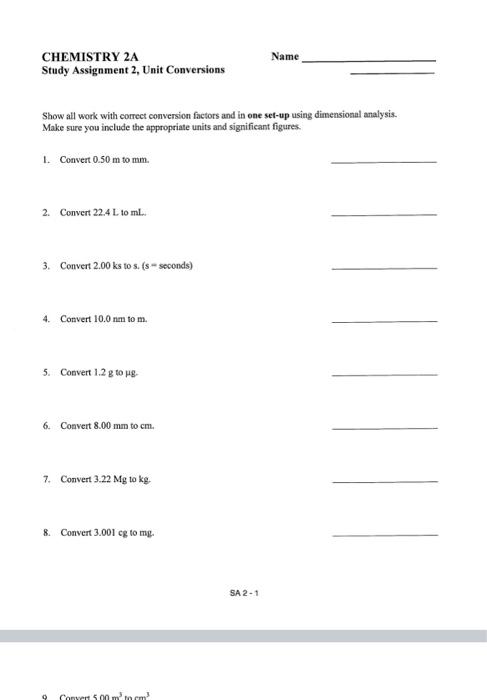 Solved Show all work with correct conversion factors and in | Chegg.com