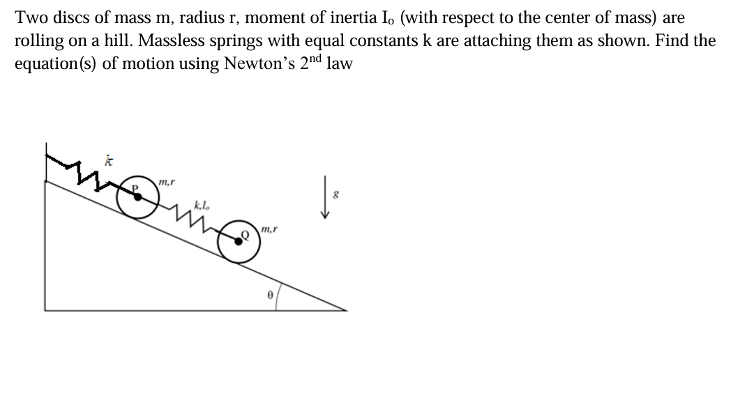 Solved Two discs of mass m, ﻿radius r, ﻿moment of inertia Io | Chegg.com