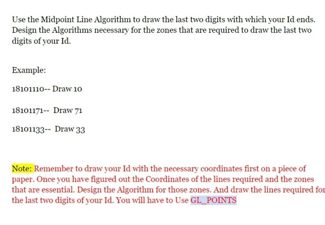 Solved Use the Midpoint Line Algorithm to draw the last two | Chegg.com