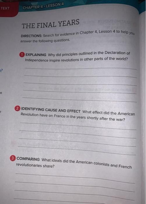 CHAPTER 4 • LESSON 4 DIRECTIONS: Search for evidence | Chegg.com