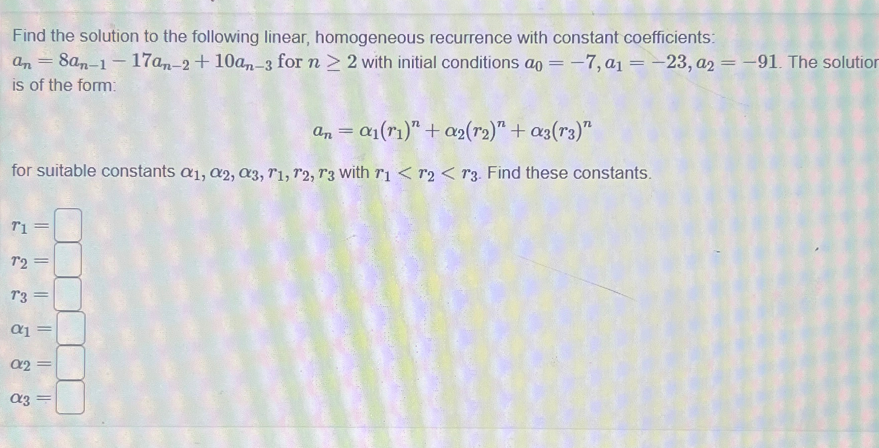 Solved Find the solution to the following linear, | Chegg.com
