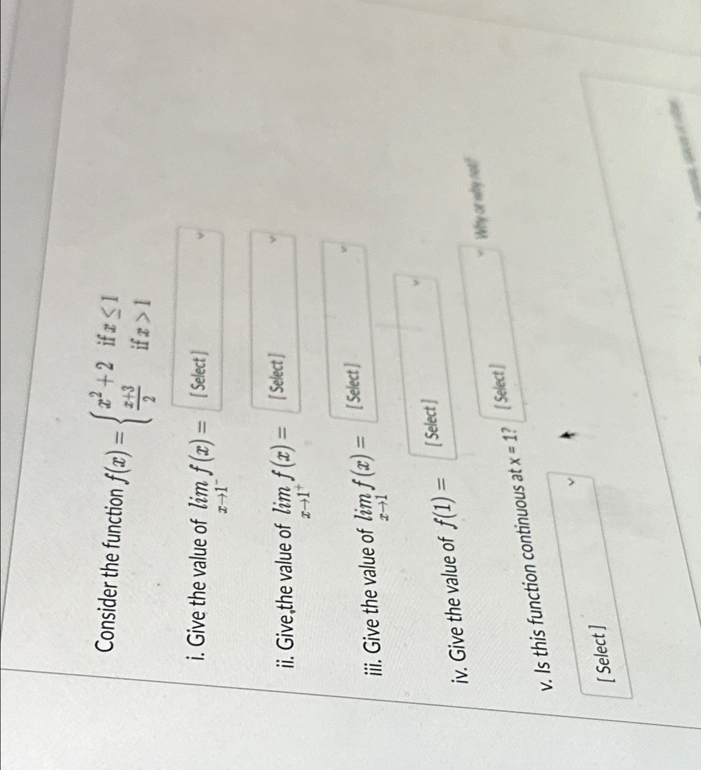 Solved Consider the function f(x)={x2+2 if x≤1x+32 if x>1i. | Chegg.com