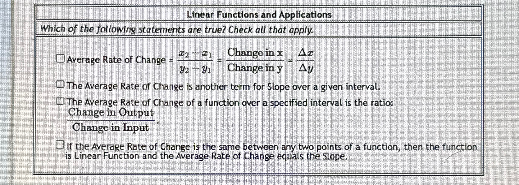 Solved Linear Functions and ApplicationsWhich of the | Chegg.com