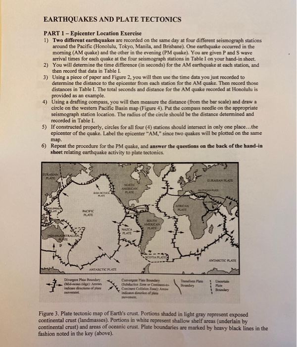 Solved EARTHQUAKES AND PLATE TECTONICS PART 1 - Epicenter | Chegg.com