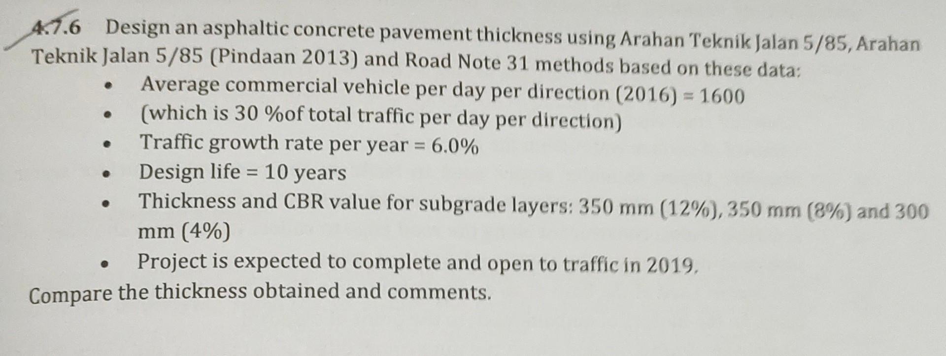 give three methods calculation 1. pavement thickness | Chegg.com